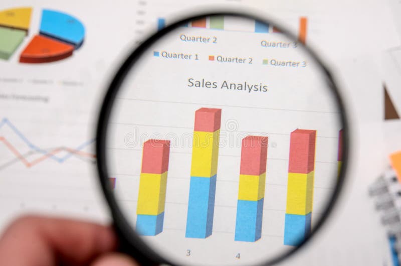 Magnifying Glass with Graph Stock Photo - Image of plan, research: 63876746