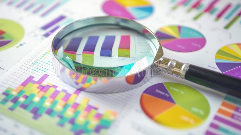 The Magnifying Glass on Graphs.AI Generated Image Stock Photo - Image ...