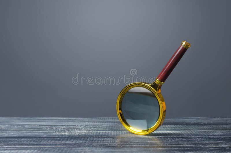Magnifying Glass on a Gray Background. Search and Analysis, Analytics ...