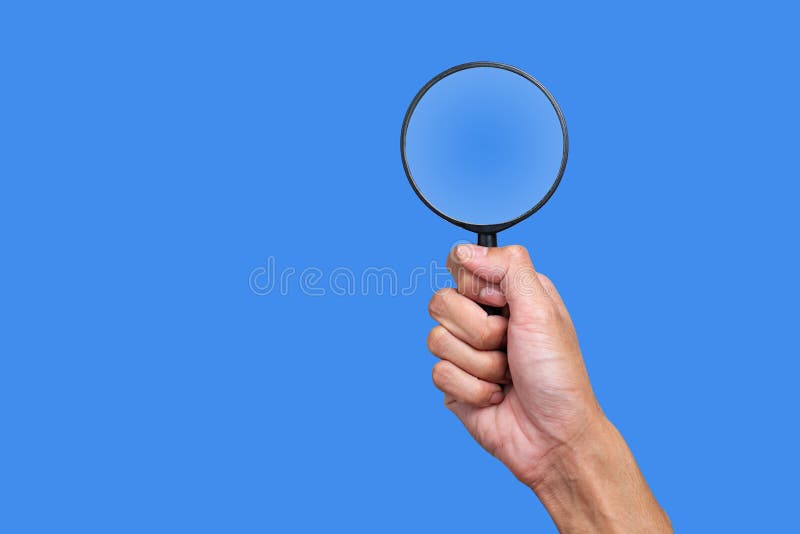 Magnifying Glass in Hand and Looking Stock Photo - Image of looking ...