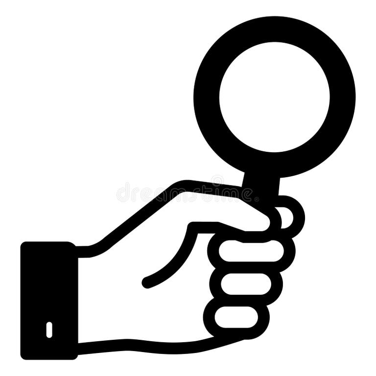 Magnifying Glass in Hand Solid Icon, Optical Tool Concept. Vector ...