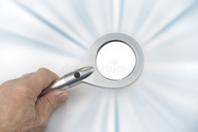 Magnifying Glass in the Hand on a White Stock Image - Image of ...