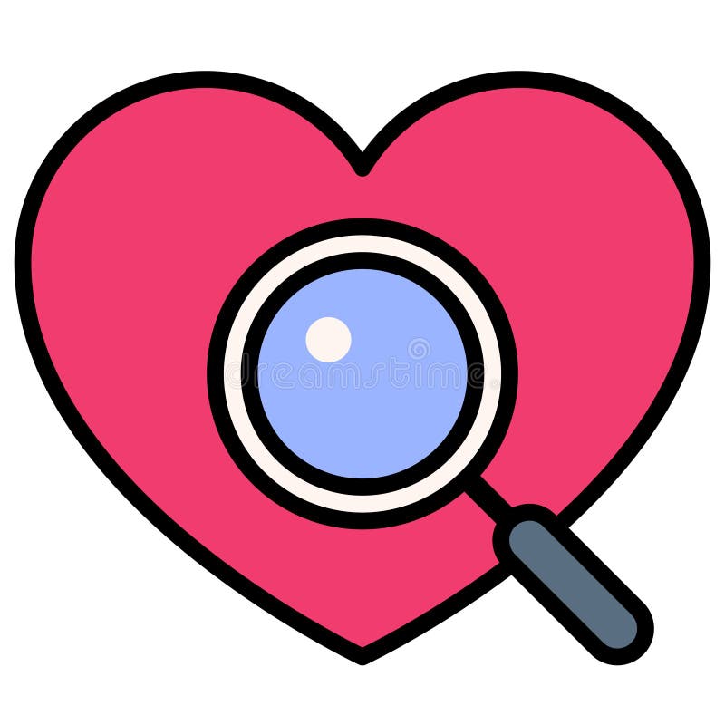 Magnifying Glass and Heart Icon, Love and Heart Vector Stock Vector ...