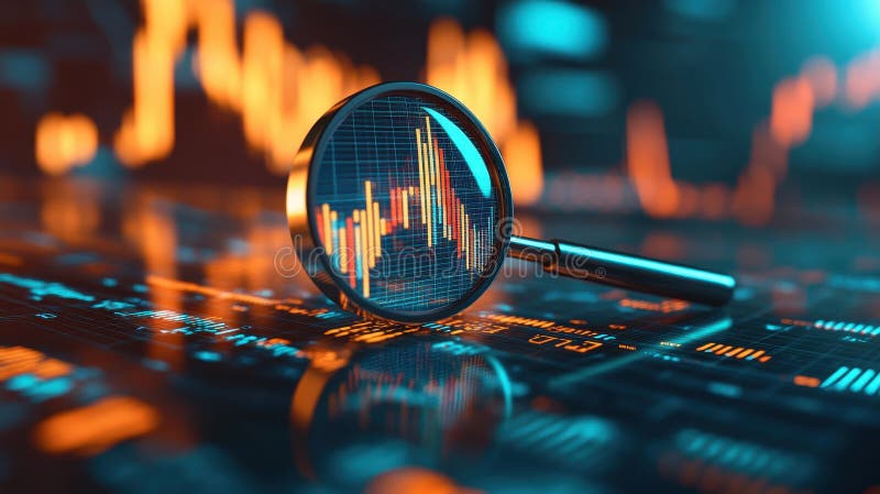 Magnifying Glass Highlighting Digital Data, Bokeh Lights, Technology ...