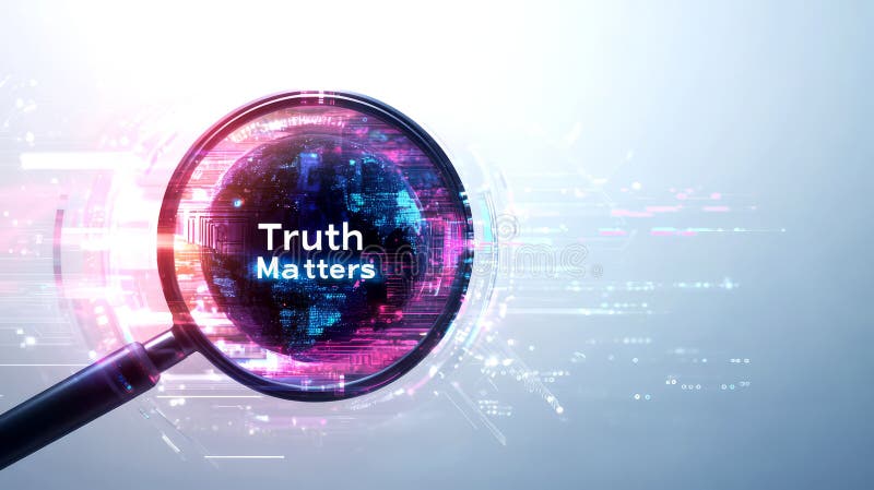 Magnifying Glass Highlighting Truth Matters with Digital Technology and ...