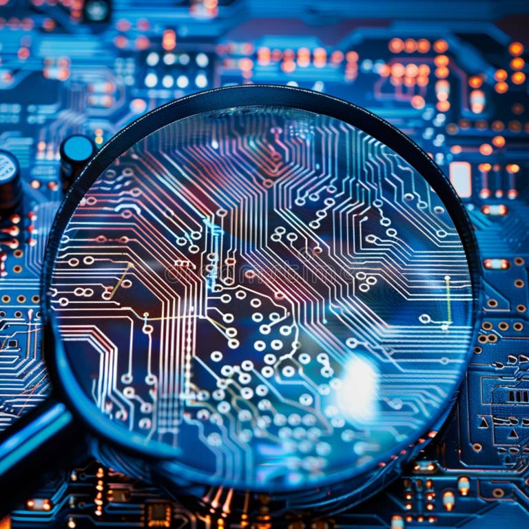 Magnifying Glass Highlights Computer Security System, Essential for ...