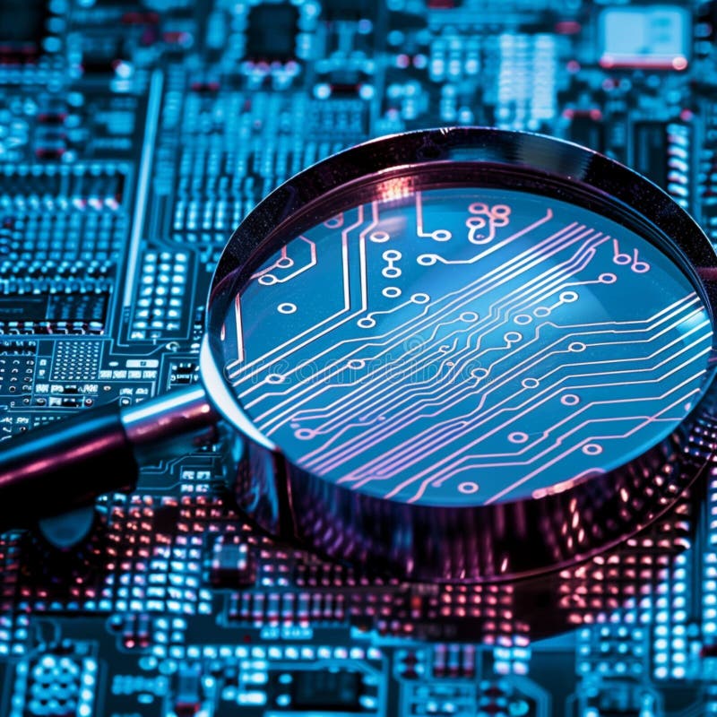 Magnifying Glass Highlights Computer Security System, Essential for ...