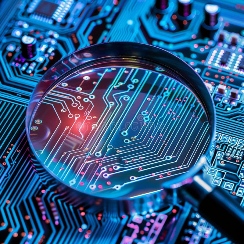 Magnifying Glass Highlights Computer Security System, Essential for ...