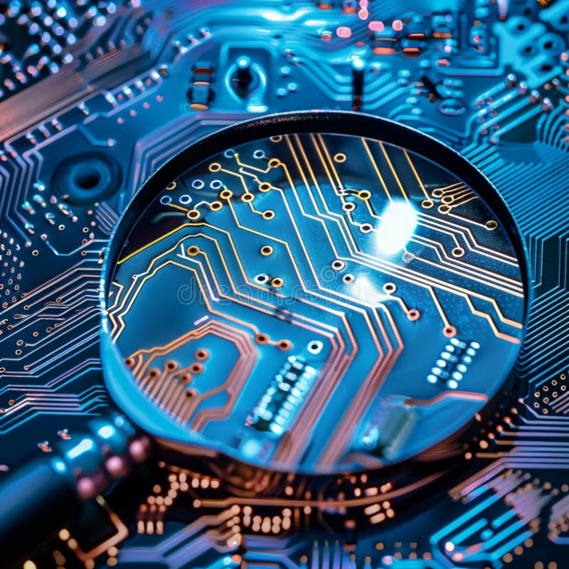 Magnifying Glass Highlights Computer Security System, Essential for ...