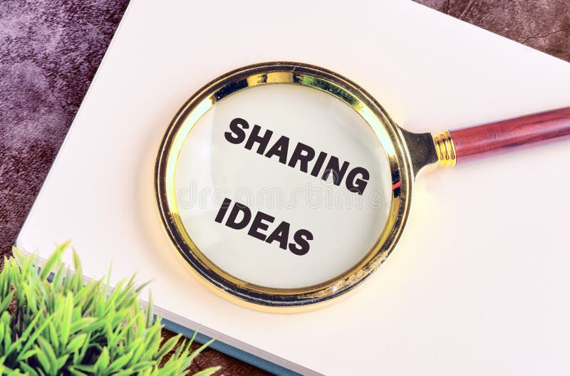 Magnifying Glass Highlights the Phrase Sharing Ideas, Emphasizing the ...