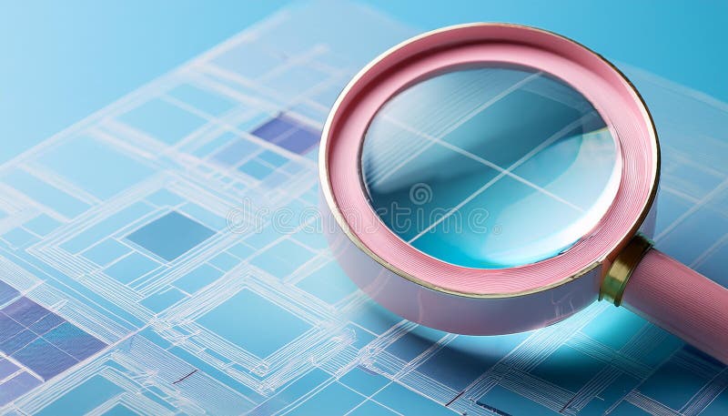 Magnifying Glass Hovering Over a Digital Blueprint, Symbolizing Search ...