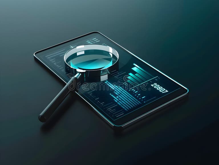 Magnifying Glass Hovering Over Sleek Touchscreen with 2025 Optimization ...