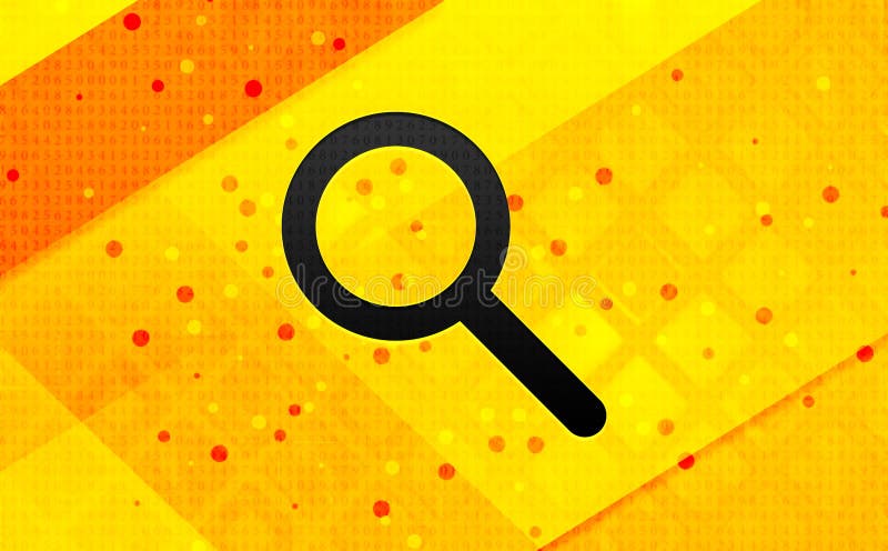 Magnifying Glass Icon Abstract Digital Banner Yellow Background Stock ...
