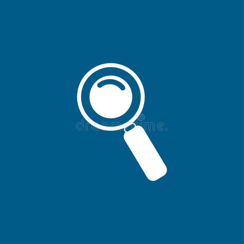 Magnifying Glass Icon on Blue Background. Blue Flat Style Vector ...