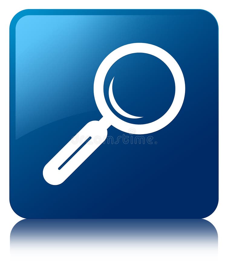 Magnifying Glass Icon Blue Square Button Stock Illustration ...