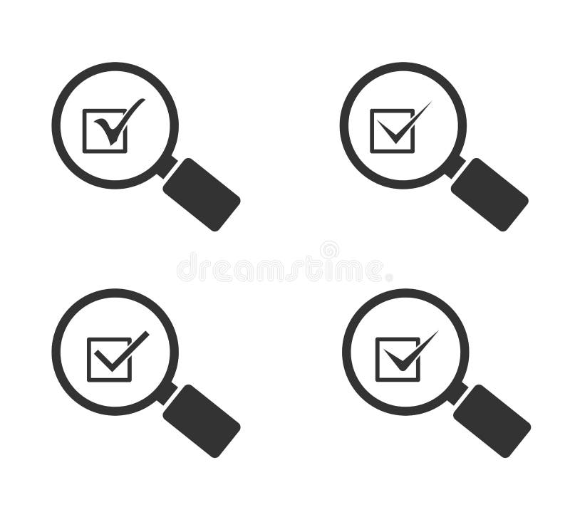 Magnifying Glass Icon with Check Mark Stock Vector - Illustration of ...