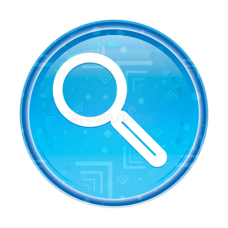 Magnifying Glass Icon Floral Blue Round Button Stock Illustration ...