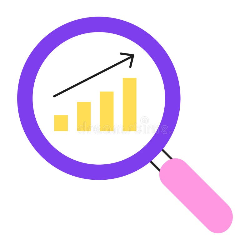 A Magnifying Glass Icon with a Graph, Representing Data Analysis, Data ...
