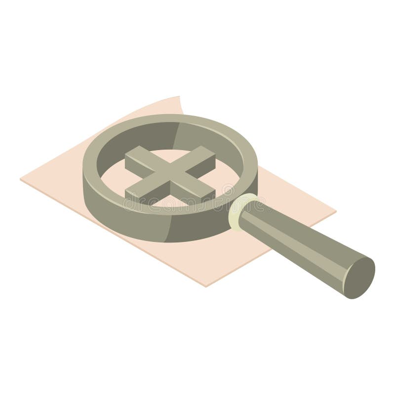 Magnifying Glass Icon Isometric Vector. Paper Sheet and Magnifying with ...