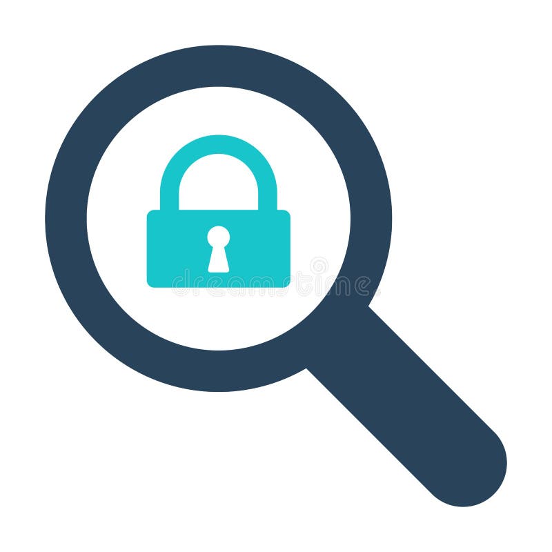 Magnifying Glass Icon with Padlock Sign. Magnifying Glass Icon and ...