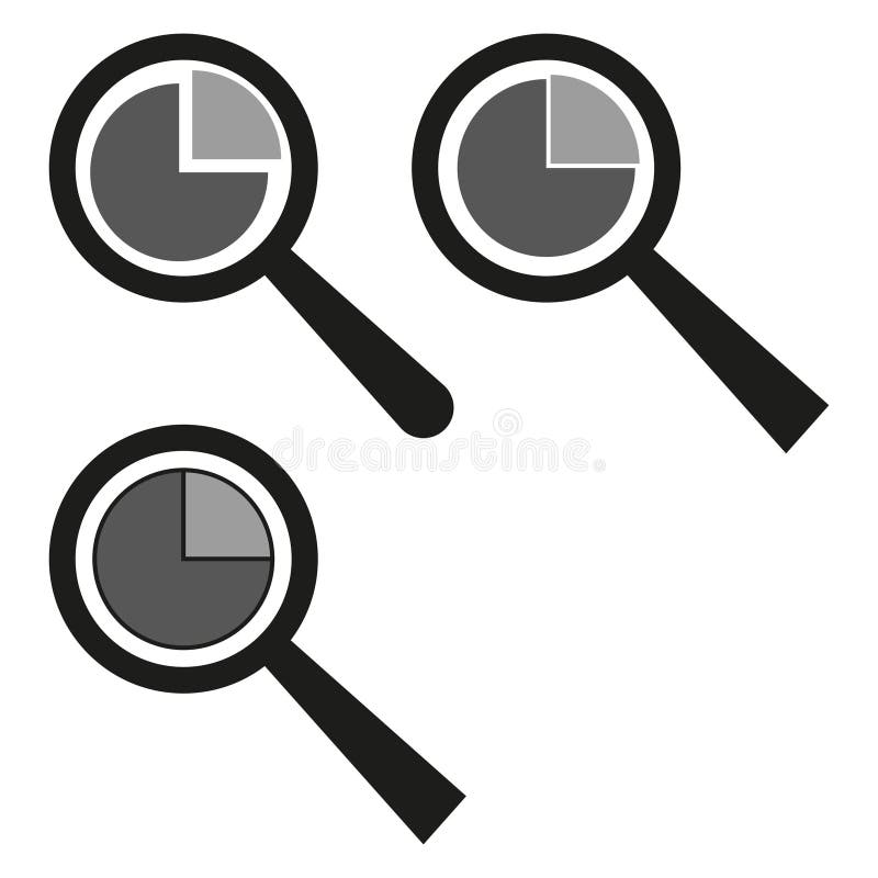 Magnifying Glass Icon. Pie Chart Symbol. Search Analysis. Vector ...