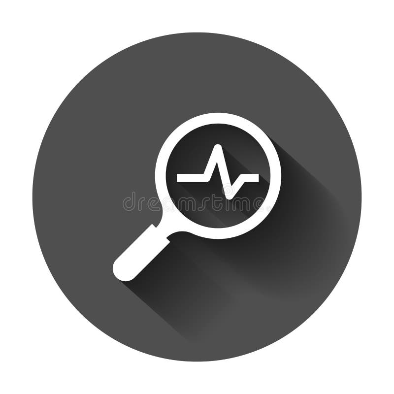 Magnifying Glass Icon with Pulse. Vector Illustration with Long Stock ... Magnifying Glass Icon with Pulse. Vector Illustration with Long Stock ...