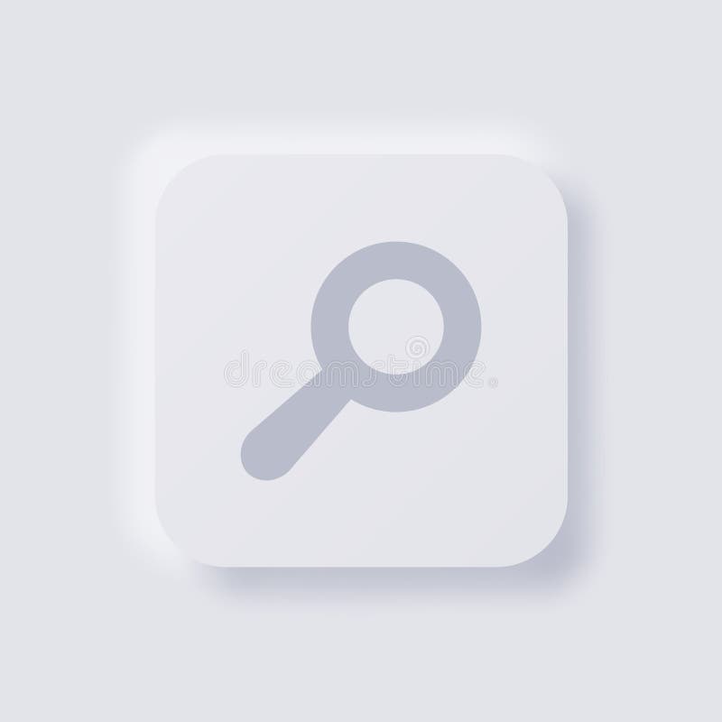 Magnifying Glass Icon, White Neumorphism Soft UI Design for Web Design ...