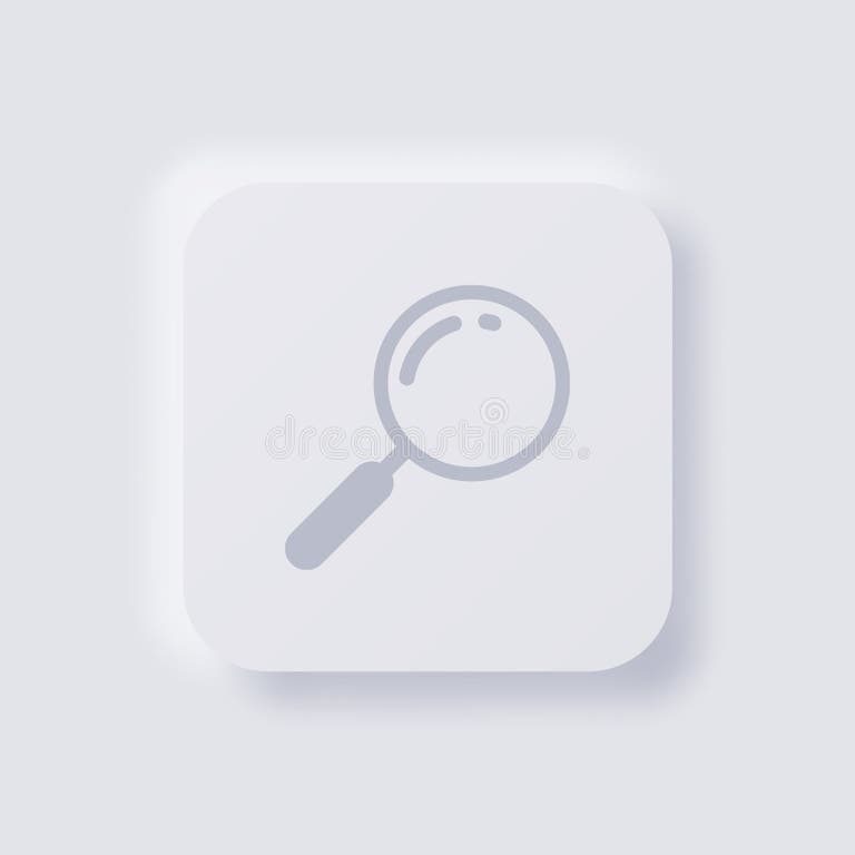 Magnifying Glass Icon, White Neumorphism Soft UI Design for Web Design ...