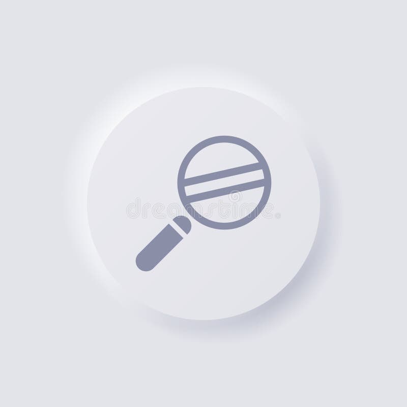 Magnifying Glass Icon, White Neumorphism Soft UI Design. Stock Vector ...