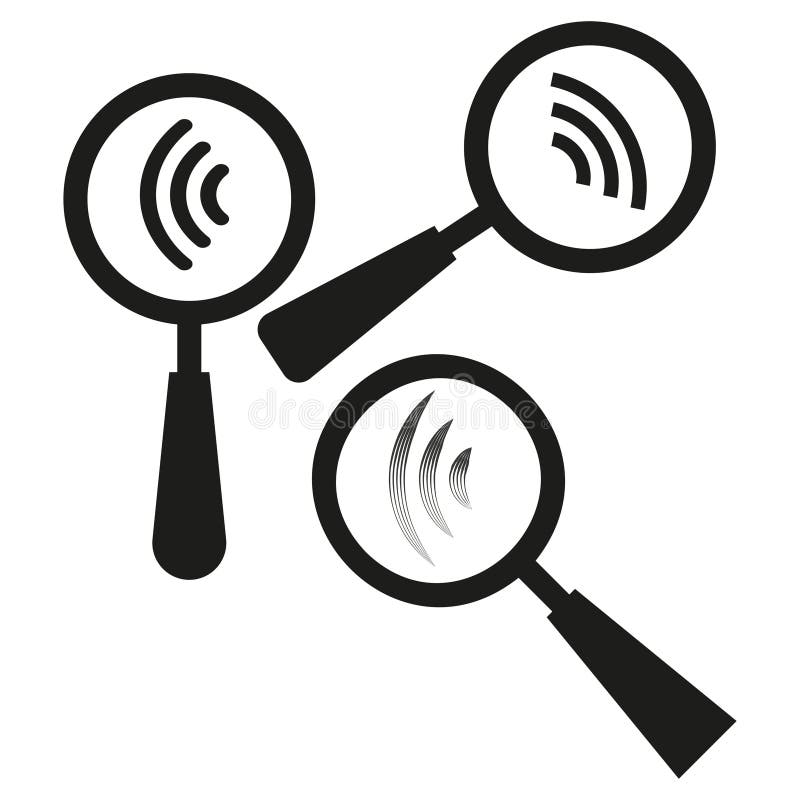Magnifying Glass Icon. Wireless Signal Focus. Search Vector Design ...