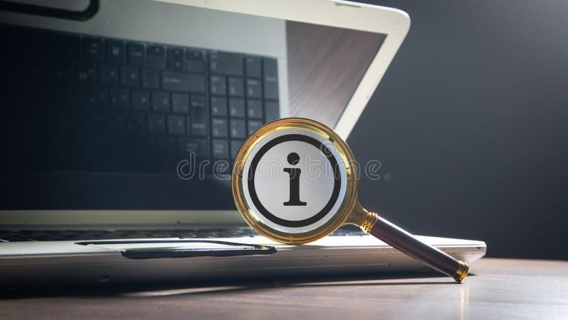 Magnifying Glass with a Information Symbol on the Computer Keyboard ...
