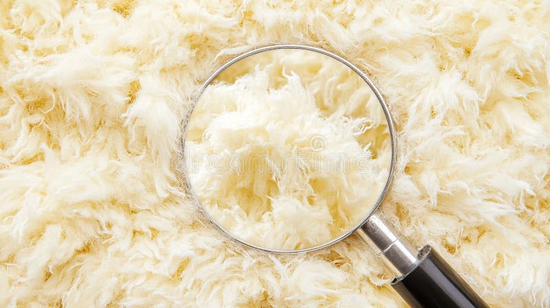 Magnifying Glass Inspecting Fluffy White Fiber Fill Stock Image - Image ...