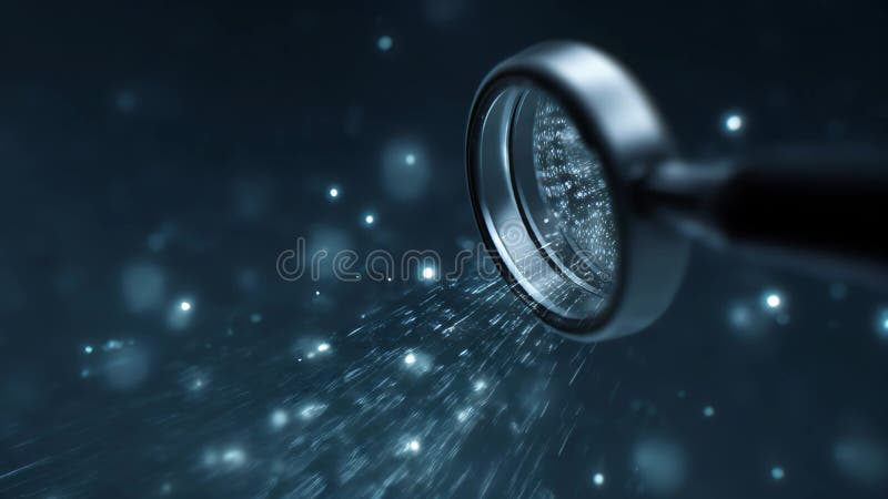 Magnifying Glass Inspecting Glowing Binary Code Stream Stock Video ...