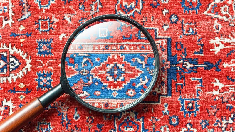 Magnifying Glass Inspecting Red Carpet Detail Stock Image - Image of ...