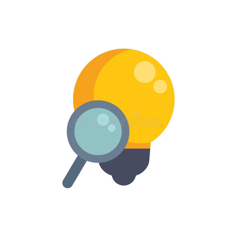 Magnifying Glass Investigating Light Bulb Idea Solution Stock Vector ...