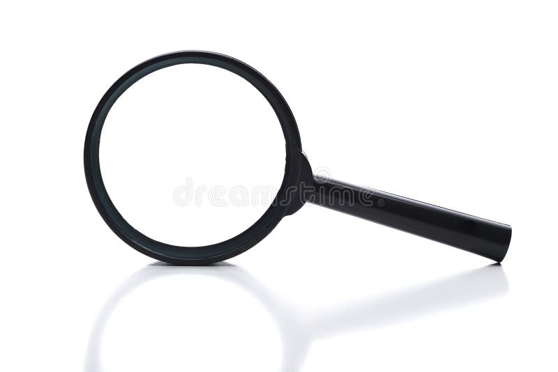 Magnifying Glass Isolated on White with Reflection Stock Photo - Image ...