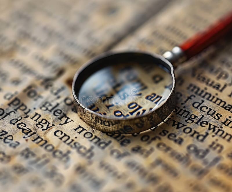 Magnifying Glass with Just the Magnified Text in Focus Stock ...