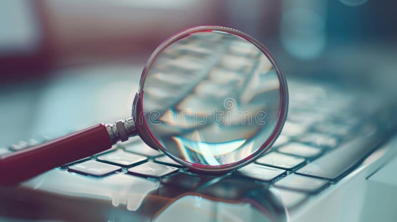 The Magnifying Glass on Keyboard.AI Generated Image Stock Image - Image ...