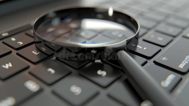 The Magnifying Glass on Keyboard.AI Generated Image Stock Image - Image ...