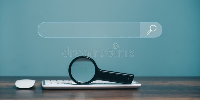 Magnifying Glass Keyboard Computer and Search Bar or Search Box on ...
