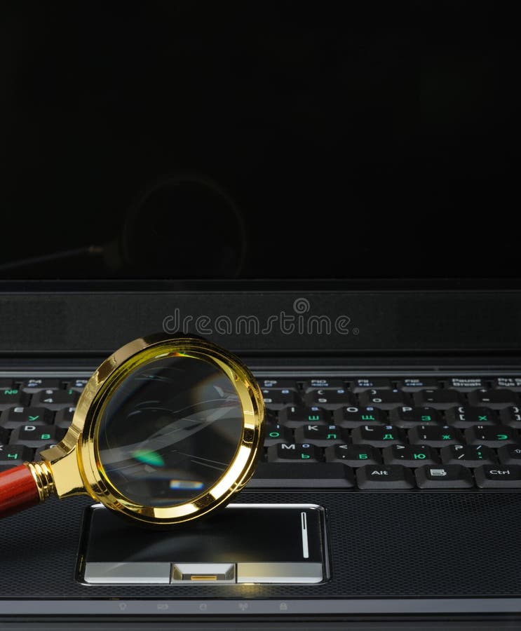 Businesswoman with Magnifier Glass Stock Image - Image of internet ...