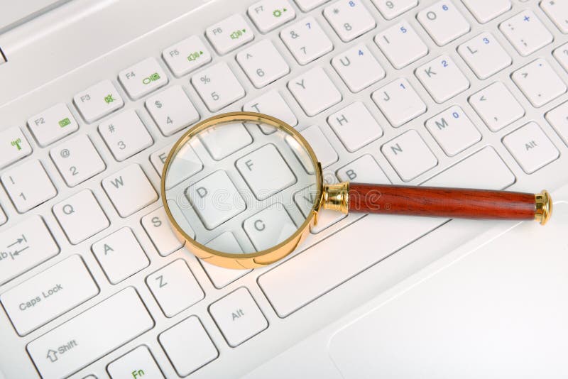 Magnifying Glass on Laptop C Stock Image - Image of magnify, inspector ...