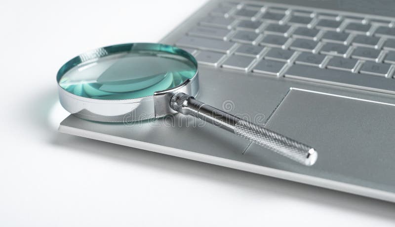 Magnifying Glass on Laptop. Information Search Concept. Digital ...
