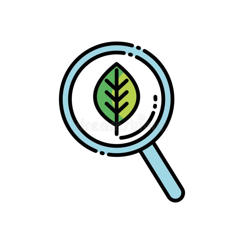 Magnifying Glass with Leaf Icon Stock Illustration - Illustration of ...