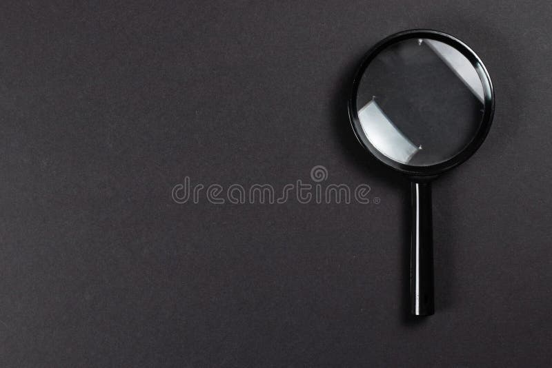 Magnifying Glass or Lens on Dark, Top View Stock Photo - Image of metal ...