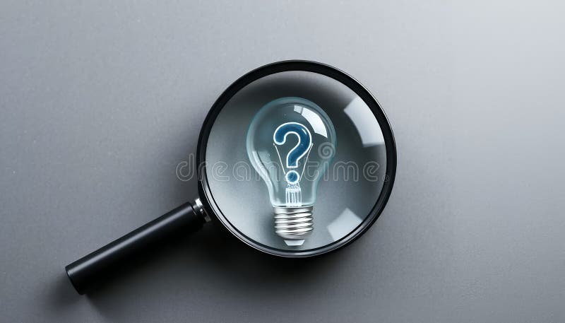 Magnifying Glass Light Bulb Question Mark Search Concept Innovation ...