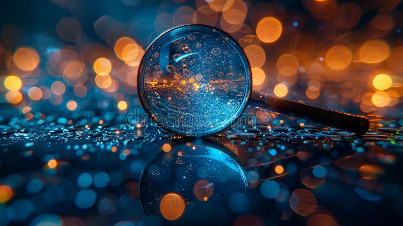 Magnifying Glass with Lights - Generative Ai Stock Illustration ...