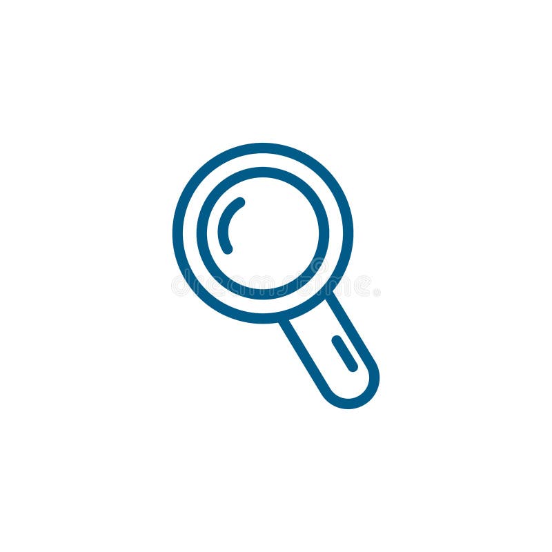 Magnifying Glass Line Blue Icon on White Background. Blue Flat Style ...