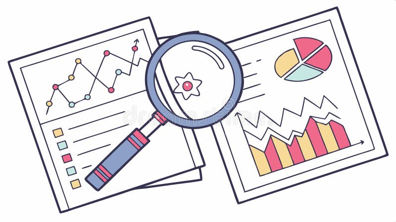 Magnifying Glass on Line Graph, Trend Analysis Tool Vector Design ...
