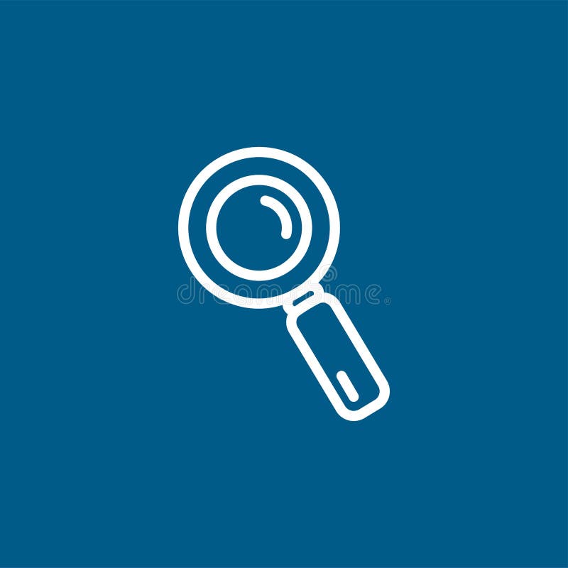 Magnifying Glass Line Icon on Blue Background. Blue Flat Style Vector ...